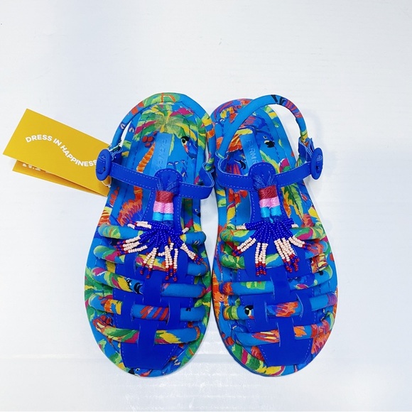 FARM Rio | Shoes | Farm Rio Blue Printed Sandals | Poshmark